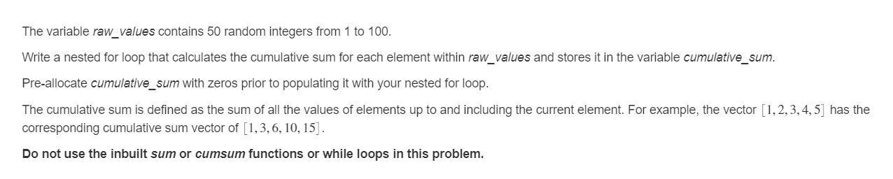 Solved This is a MATLAB question. sum and cumsum inbuilt | Chegg.com