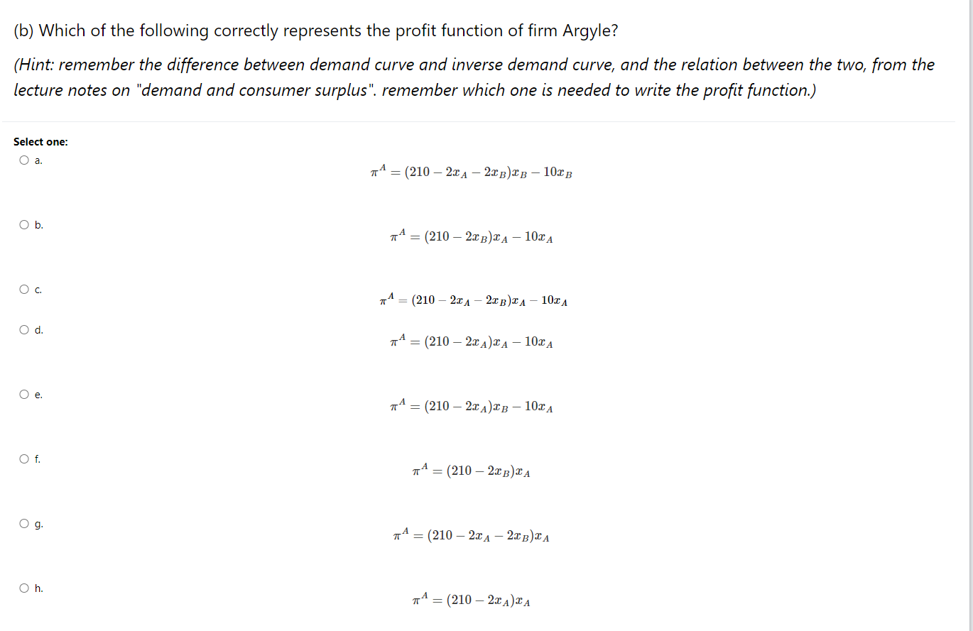 Solved (b) Which of the following correctly represents the | Chegg.com