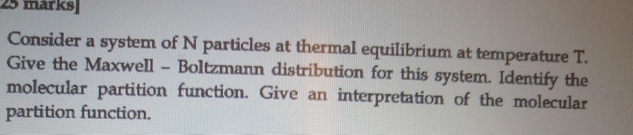 Solved Consider a system of N particles at thermal | Chegg.com