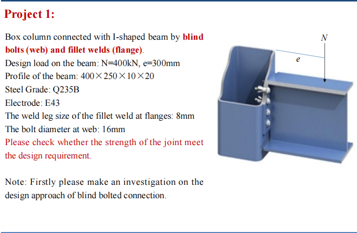 Solved Box column connected with I-shaped beam by blind | Chegg.com