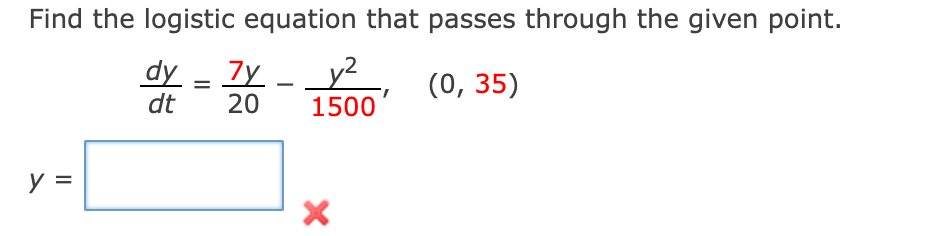 Solved Find the logistic equation that passes through the | Chegg.com