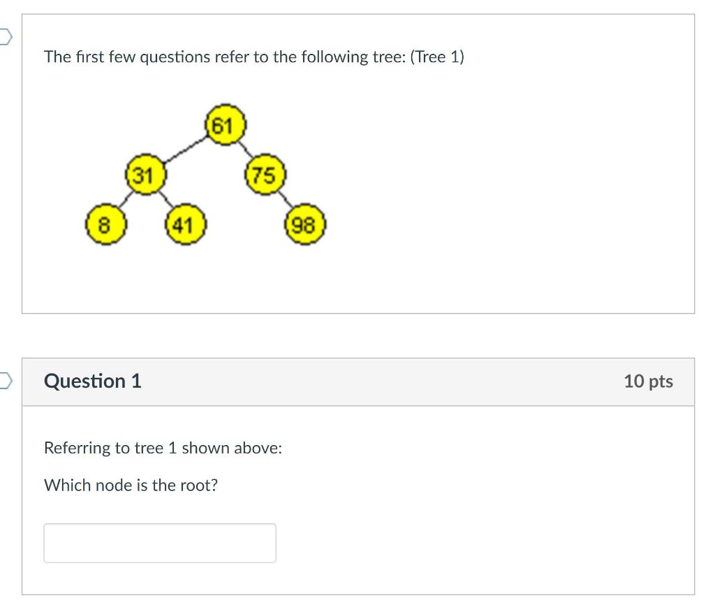 Solved The first few questions refer to the following tree: | Chegg.com