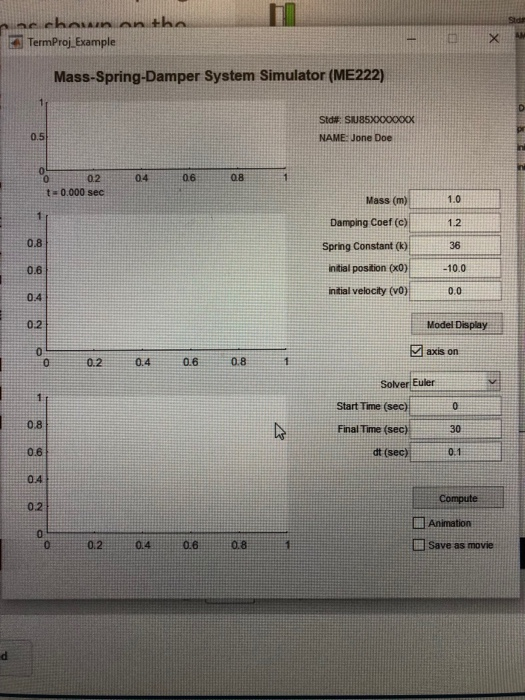 GUI for mass-spring-damper system Create the GUI for | Chegg.com