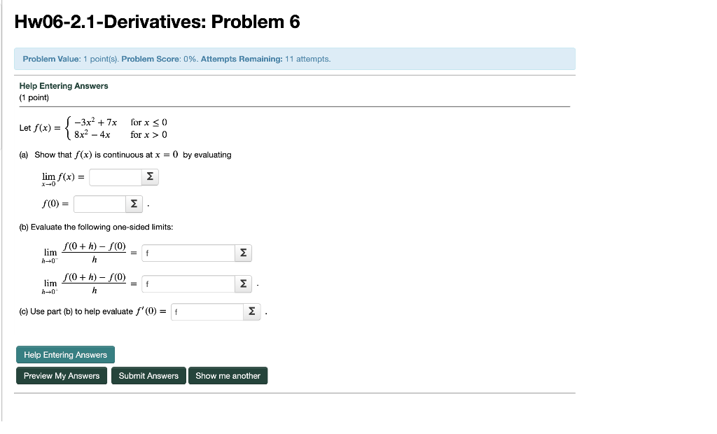 Solved Hw06-2.1-Derivatives: Problem 6 Problem Value: 1 | Chegg.com