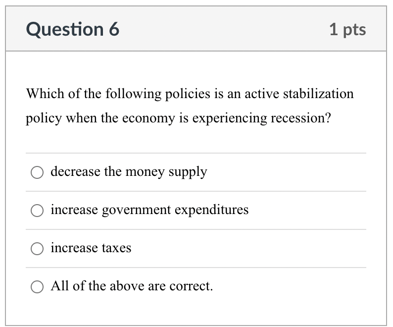 Solved Which of the following policies is an active | Chegg.com