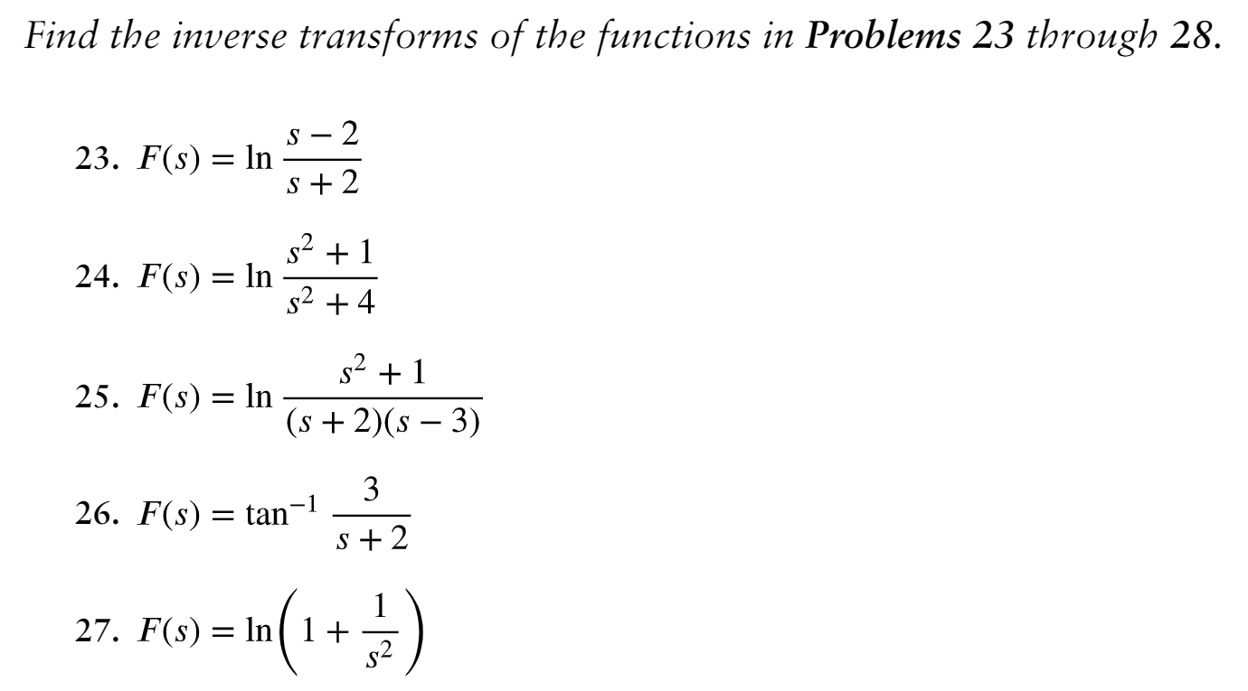 Solved Find The Inverse Transforms Of The Functions In