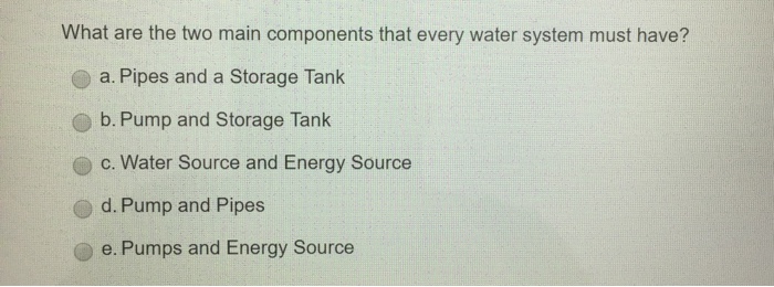 Solved What are the two main components that every water | Chegg.com