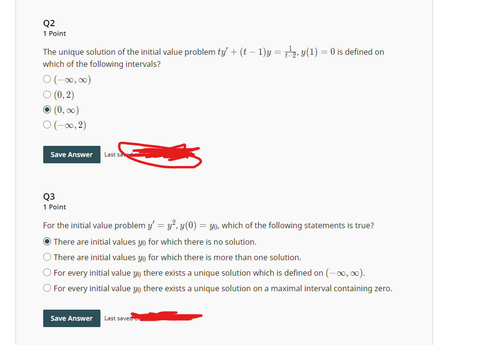 Solved Q2 1 Point The unique solution of the initial value | Chegg.com