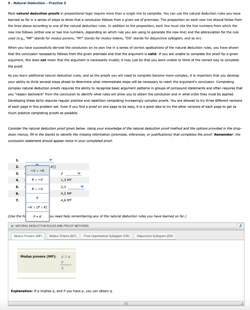 Solved 9. Natural Deduction - Practice 5 Most natural | Chegg.com