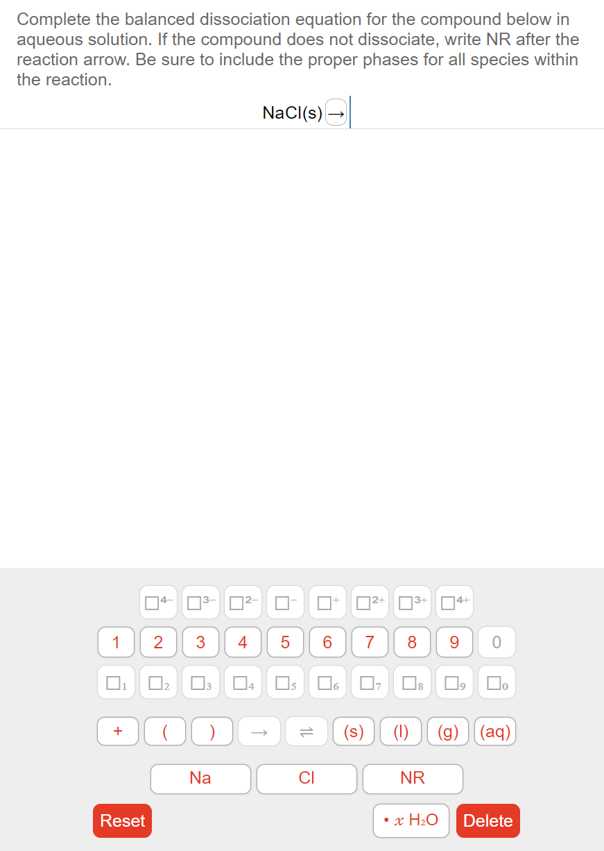 Solved Complete the balanced dissociation equation for the | Chegg.com