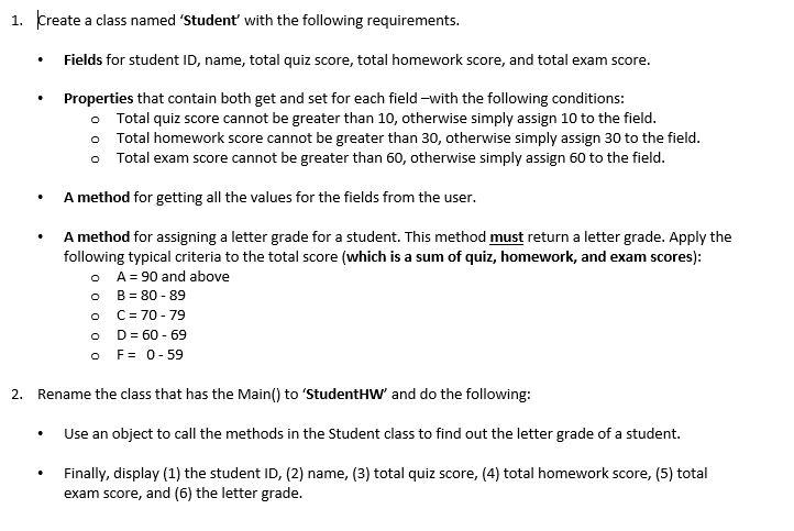 Solved 1. Create a class named 'Student' with the following | Chegg.com