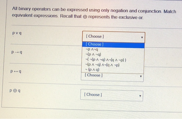 Solved All Binary Operators Can Be Expressed Using Only 