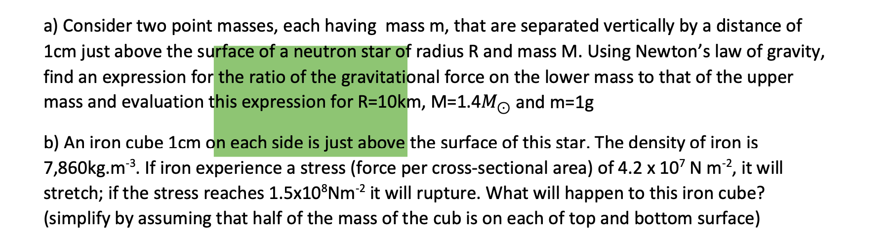a) Consider two point masses, each having mass m, | Chegg.com