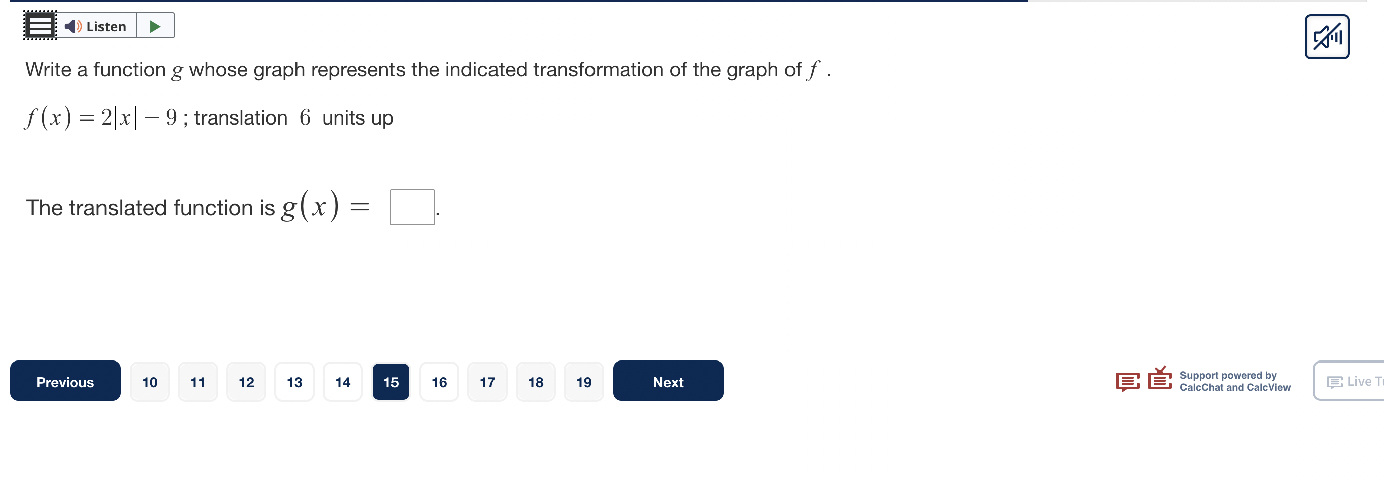 Solved Write a function g whose graph represents the | Chegg.com