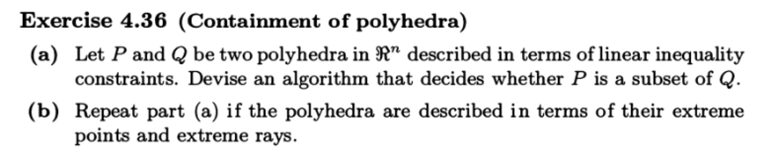 Solved Exercise 4.36 (Containment of polyhedra) (a) Let P | Chegg.com