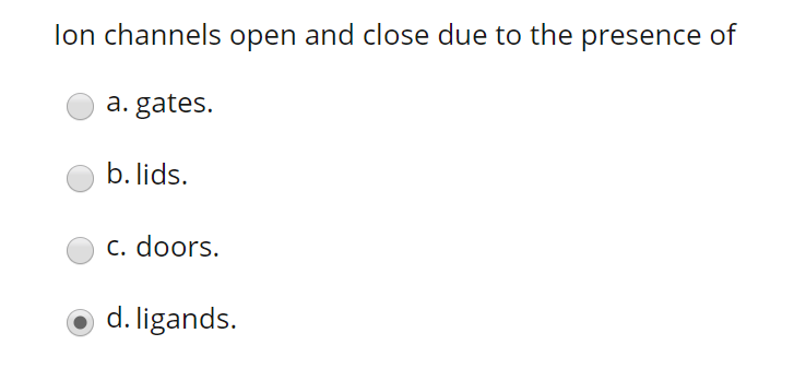 Solved lon channels open and close due to the presence of a. | Chegg.com