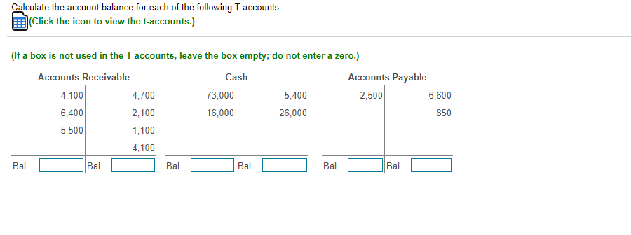 Solved Calculate the account balance for each of the | Chegg.com