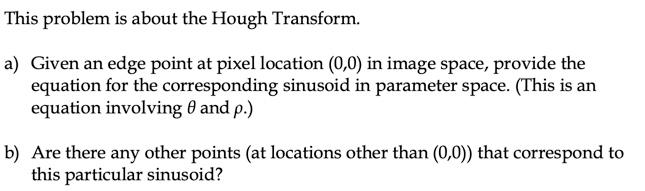 Solved This problem is about the Hough Transform. a) Given | Chegg.com