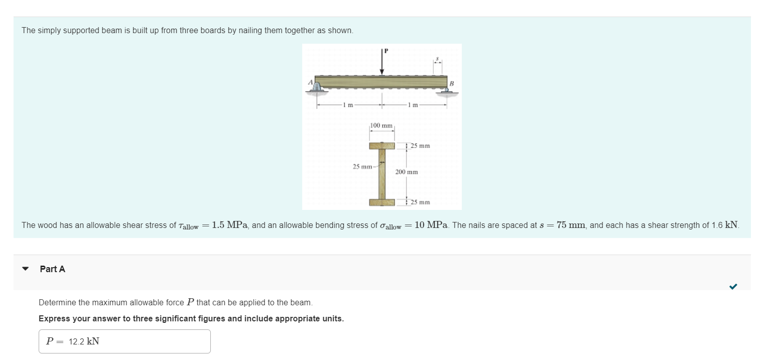 Solved The simply supported beam is built up from three | Chegg.com