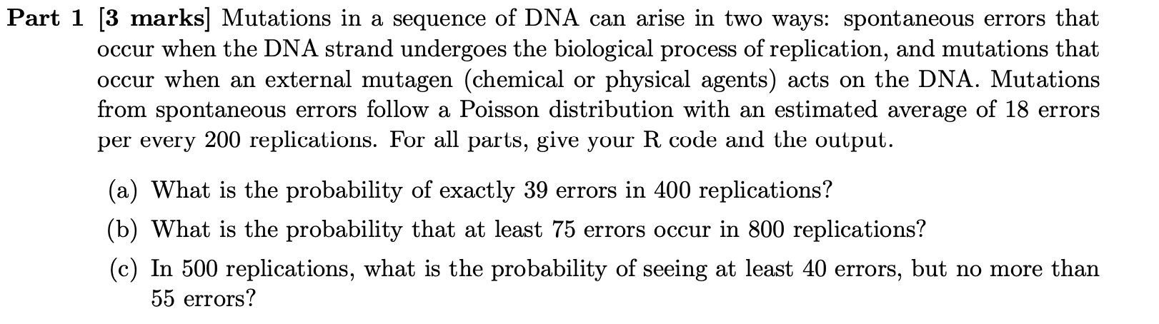 Solved Part 1 [3 marks] Mutations in a sequence of DNA can | Chegg.com
