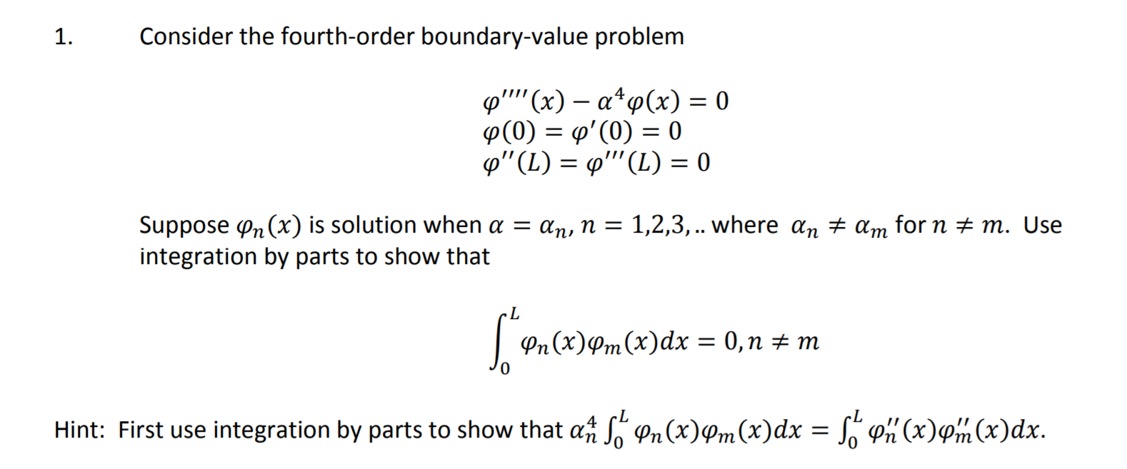 Solved 1 Consider The Fourth Order Boundary Value Problem