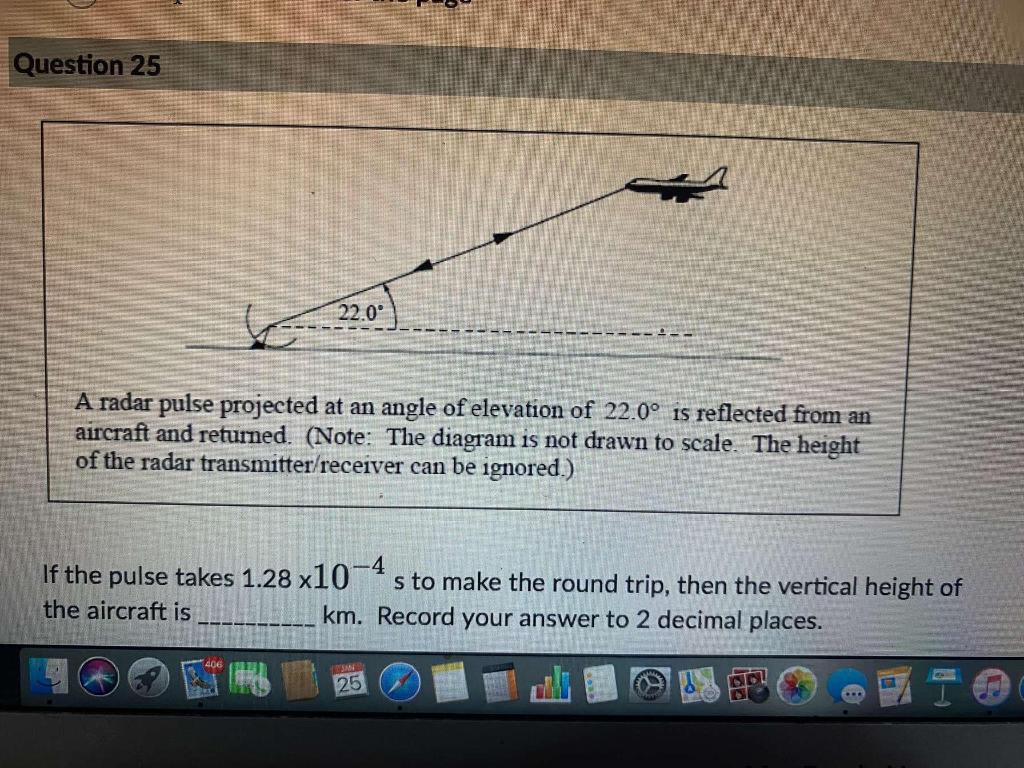 Solved A radar pulse projected at an angle of elevation of | Chegg.com