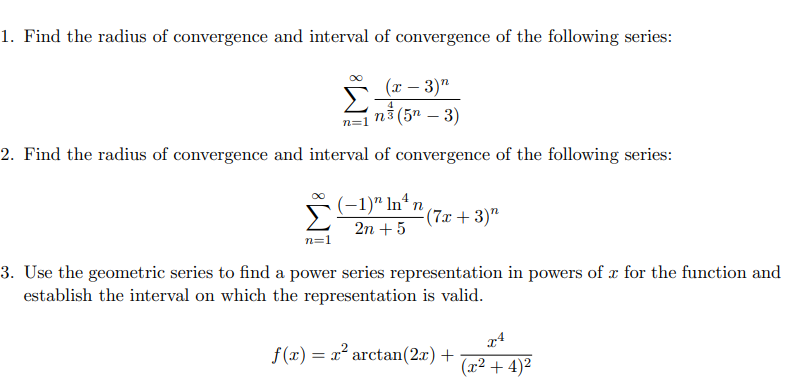 Solved Find the radius of convergence and interval of | Chegg.com