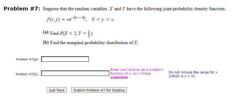 Solved Problem # 7: Suppose that the random variables x ﻿and | Chegg.com
