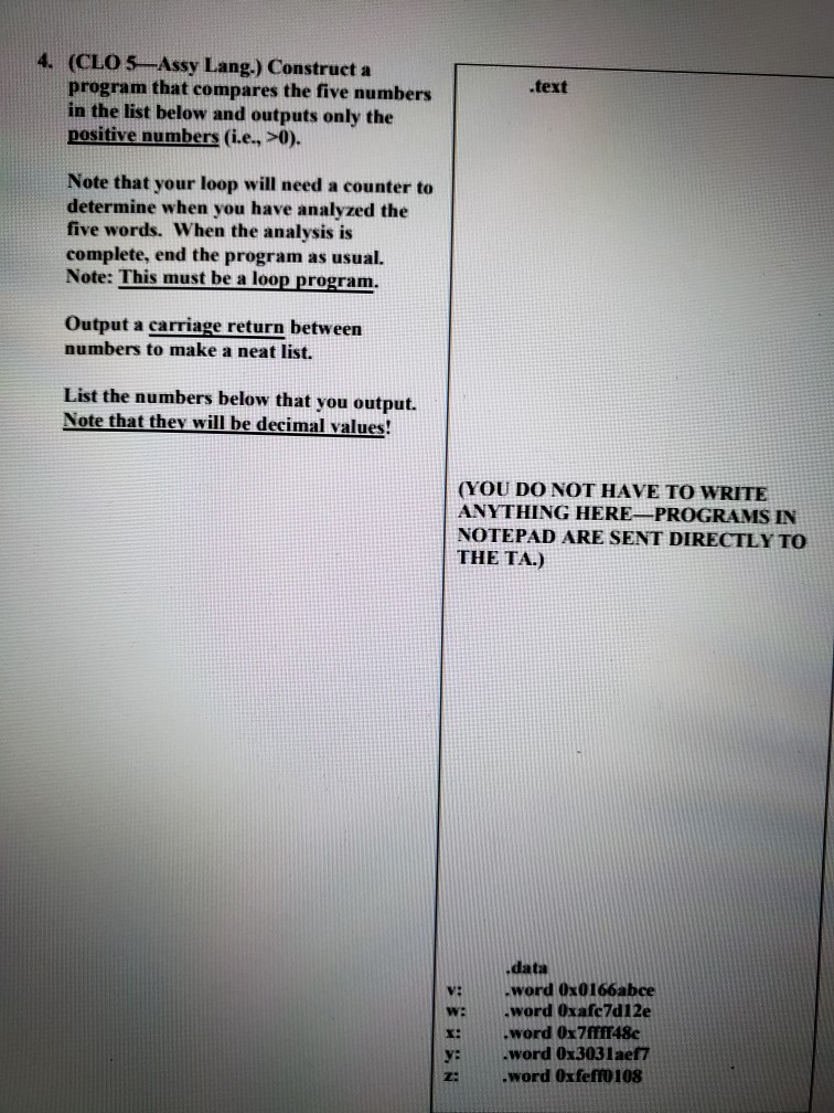 .text (CLO5Assy Lang.) Construct a program that | Chegg.com