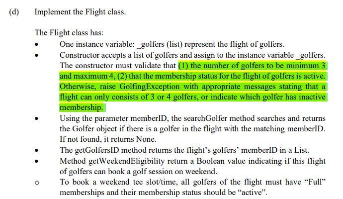 Solved In python: Golfers who want to play a game will need | Chegg.com