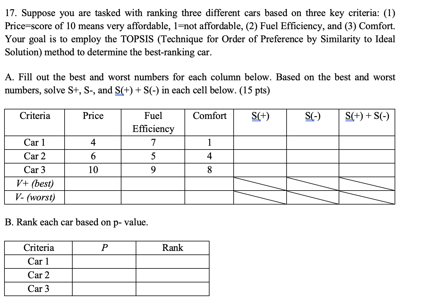 Solved Suppose you are tasked with ranking three different | Chegg.com
