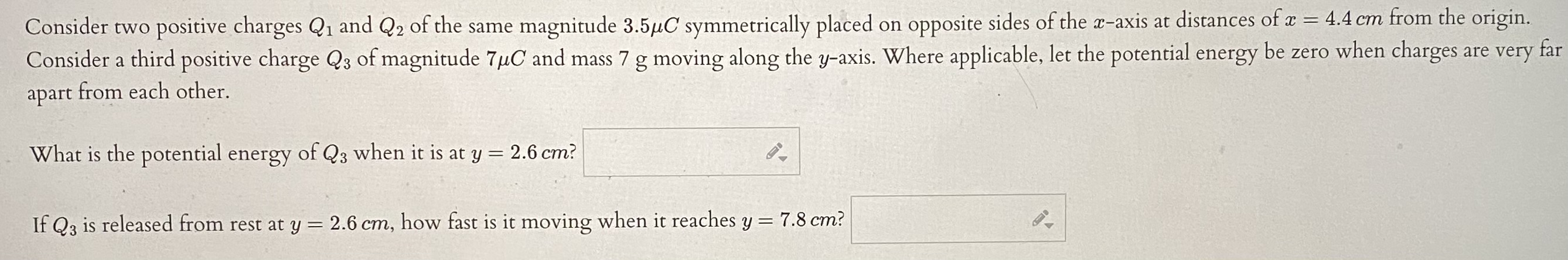 Solved Consider two positive charges Q1 and Q2 of the same | Chegg.com