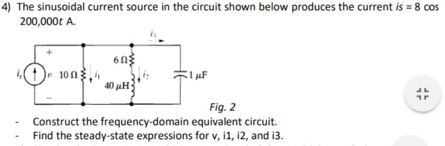 Solved 4 The Sinusoidal Current Source In The Circuit Shown