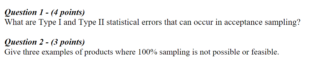 Solved Question 1 - (4 points) What are Type I and Type II | Chegg.com