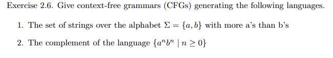 Solved Exercise 2.6. Give context-free grammars (CFGs) | Chegg.com