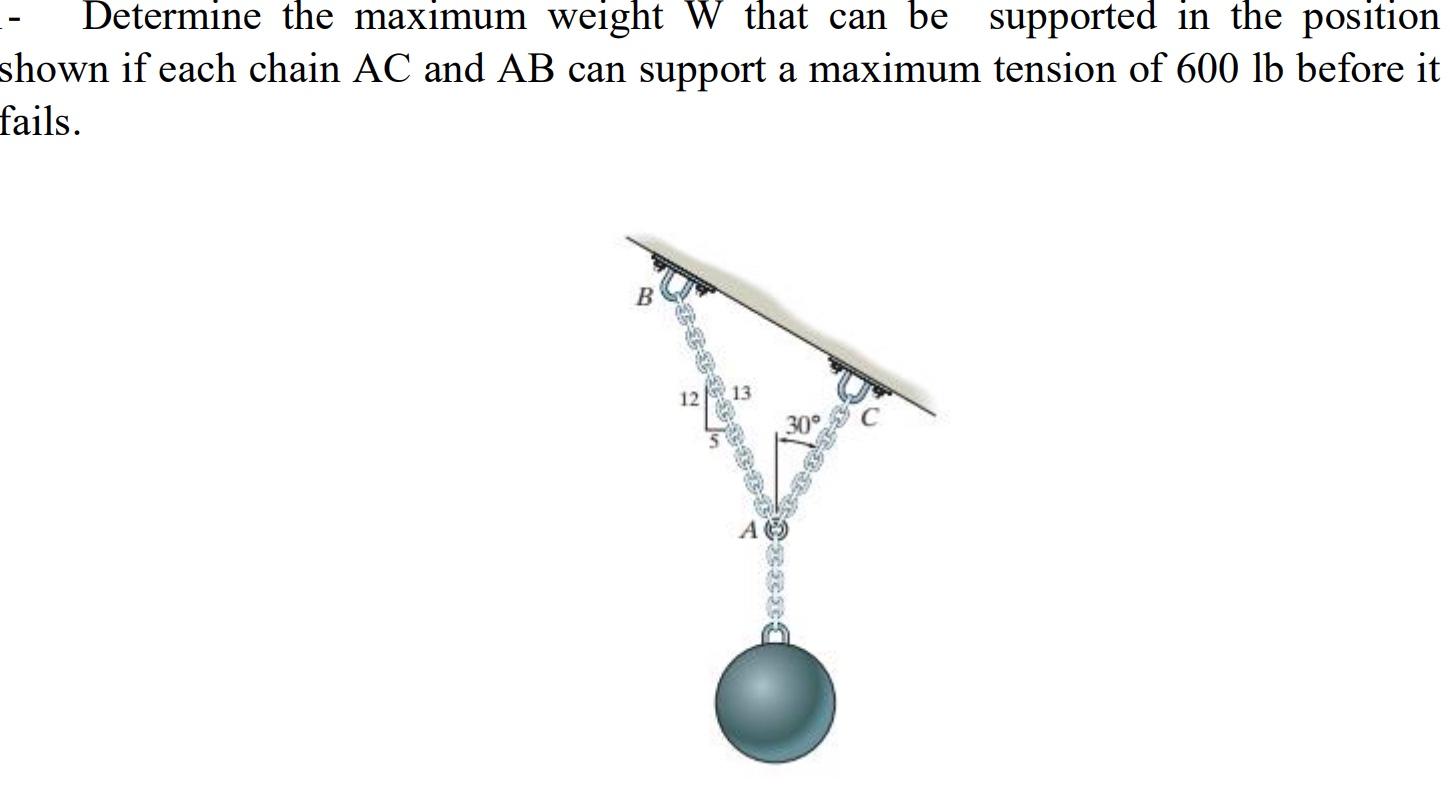 Solved - Determine the maximum weight W that can be | Chegg.com