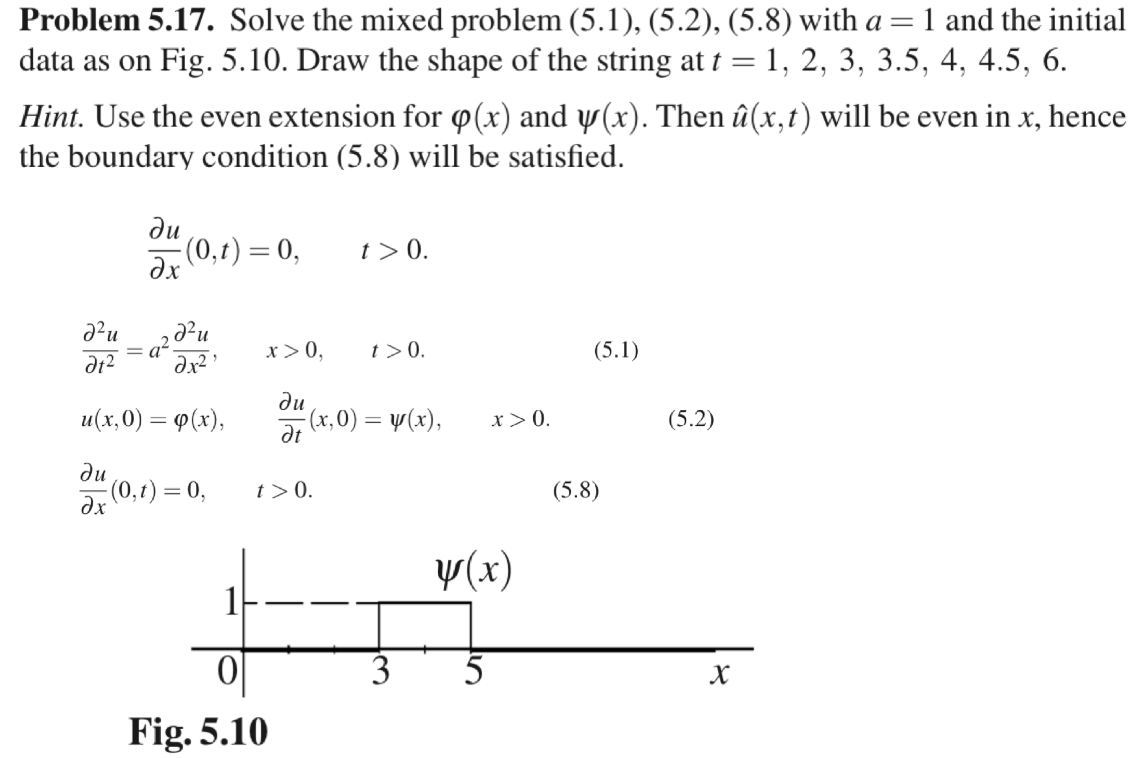 Solved Problem 5.17. Solve the mixed problem (5.1), (5.2), | Chegg.com