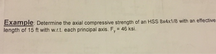 Solved Example Determine the axial compressive strength of | Chegg.com