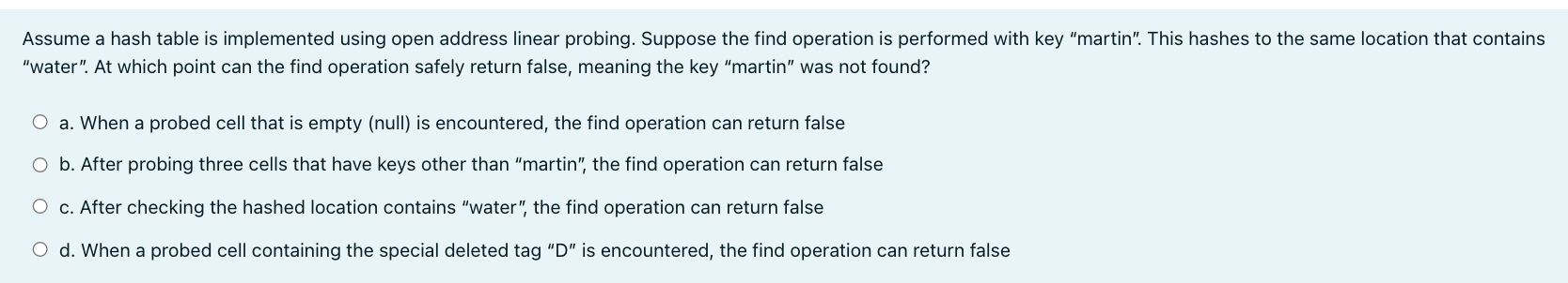 Solved Assume a hash table is implemented using open address | Chegg.com