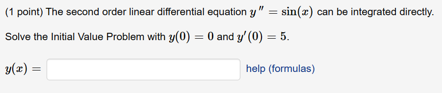 Solved (1 point) The second order linear differential | Chegg.com