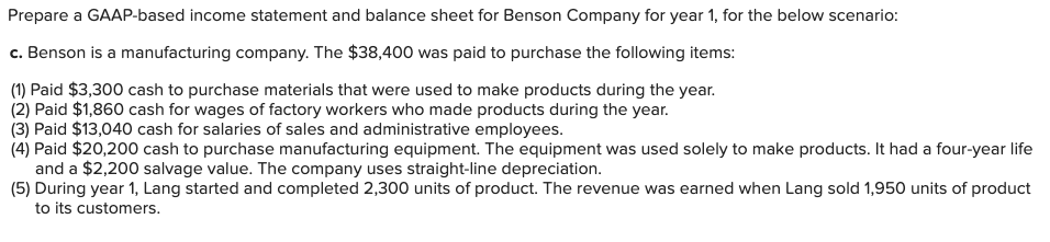 Solved Prepare a GAAP-based income statement and balance | Chegg.com
