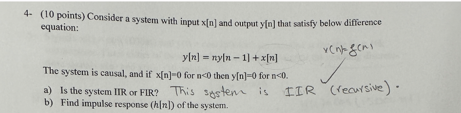 Solved Answer part b of the question. DO NOT use z-transform | Chegg.com