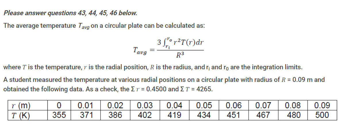 Determine the average temperature over the range of | Chegg.com