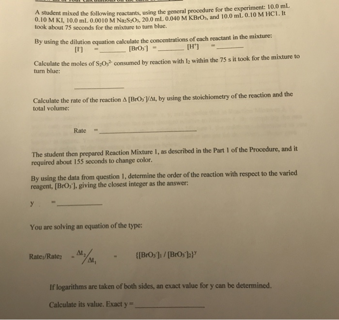 Solved ent mixed the following reactants, using the general | Chegg.com