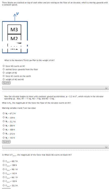 Solved Three blocks are stacked on top of each other and are | Chegg.com