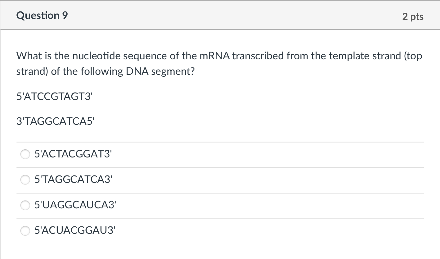 Solved What is the nucleotide sequence of the mRNA | Chegg.com