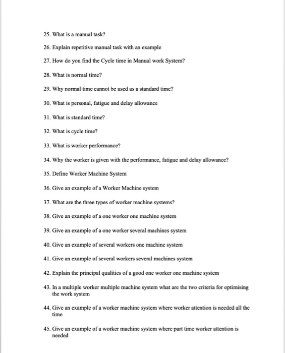 Solved 25. What is a manual task? 26. Explain repetitive | Chegg.com