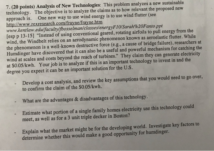 7. (20 points) Analysis of New Technologies: This | Chegg.com