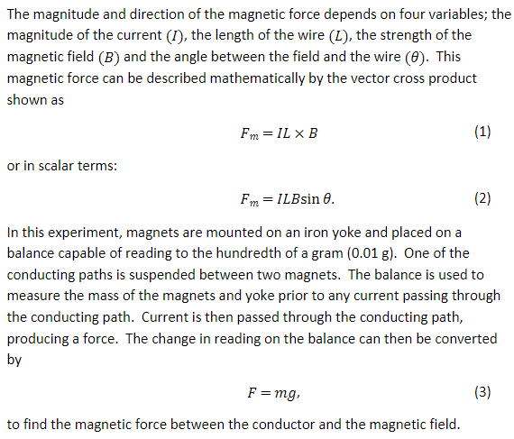 Solved Current Balance Results Table 1. Force vs. Current | Chegg.com
