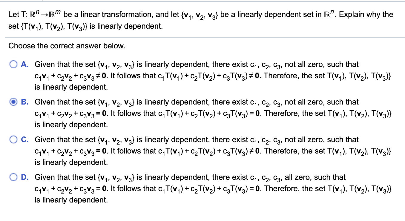 Solved Let T: R">R" be a linear transformation, and let {V1, | Chegg.com